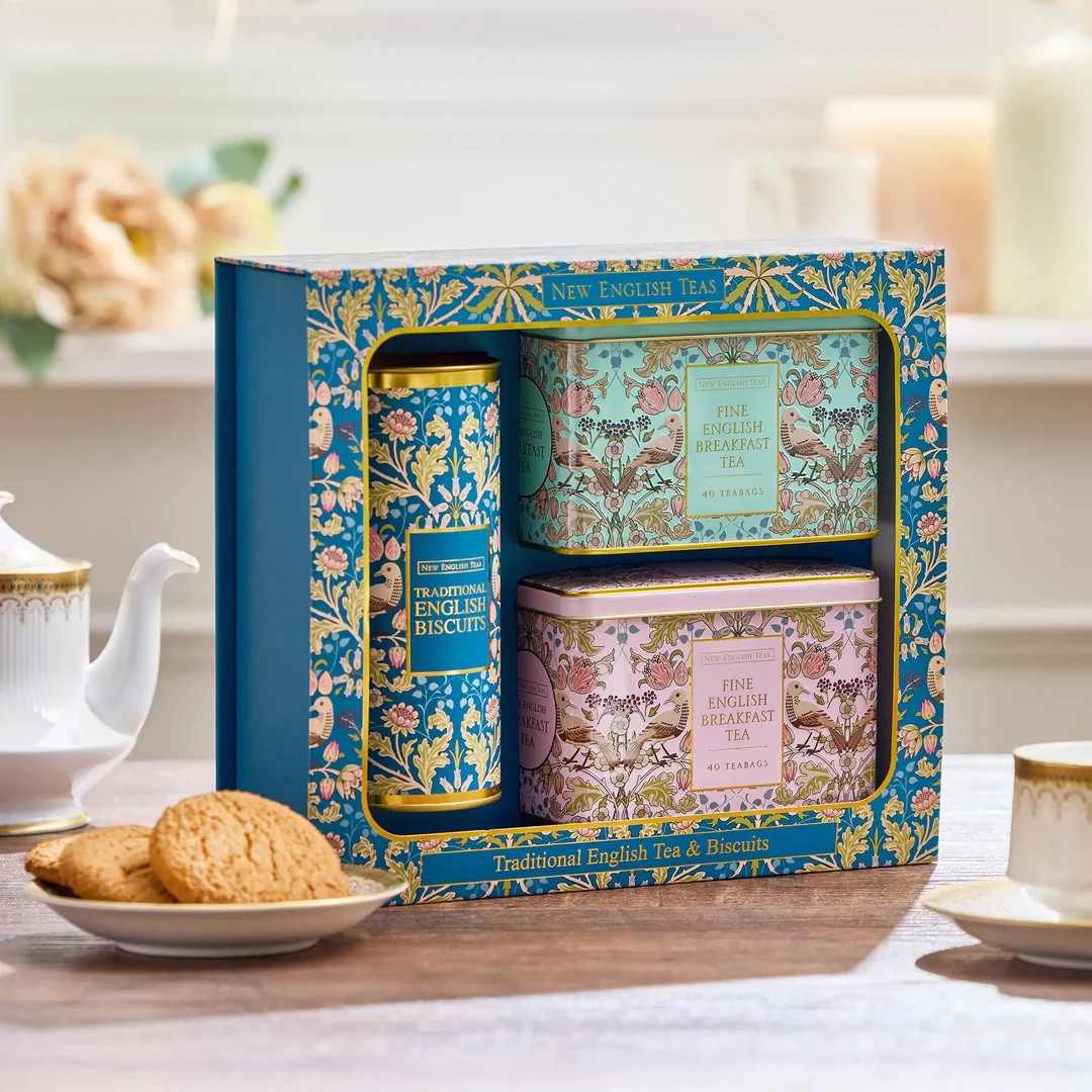 Traditional Tea & Biscuits Gift Set with 80 Breakfast Teabags & Cornish ...